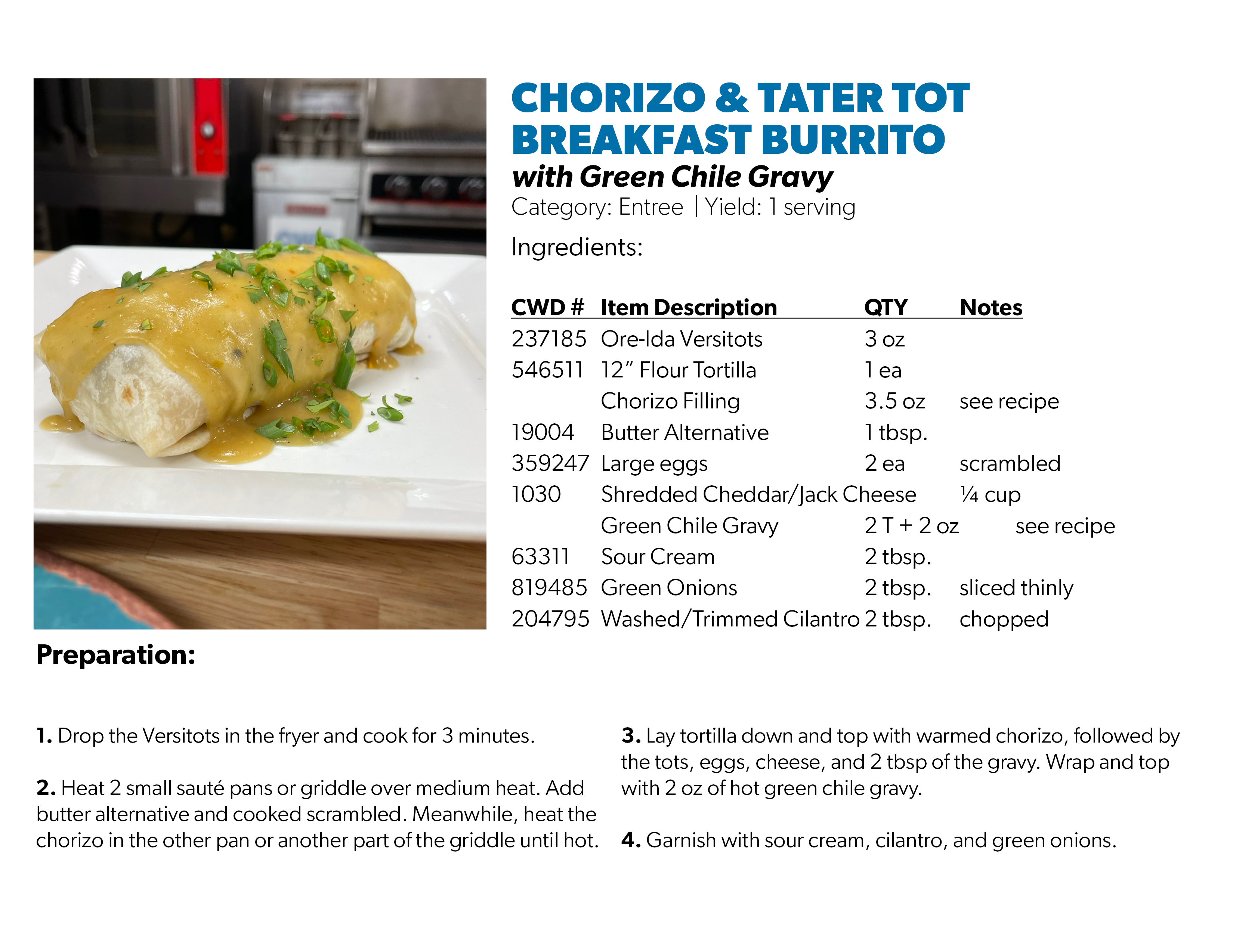 Chorizo And Tater Tot Breakfast Burrito